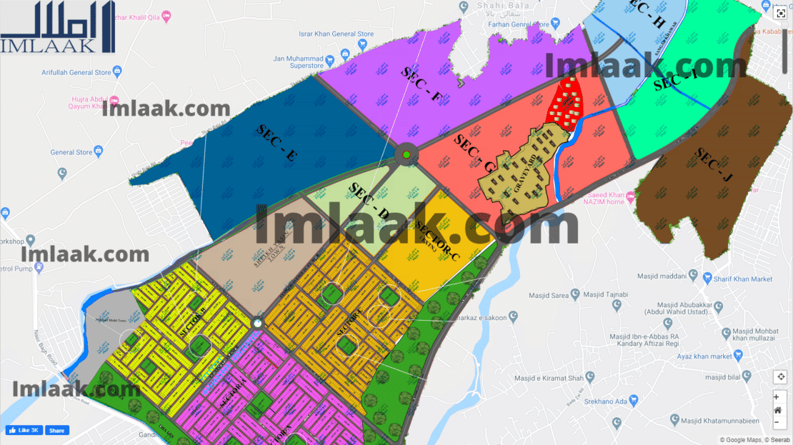 DHA Peshawar Map - DHA map sector A, B & C - Imlaak