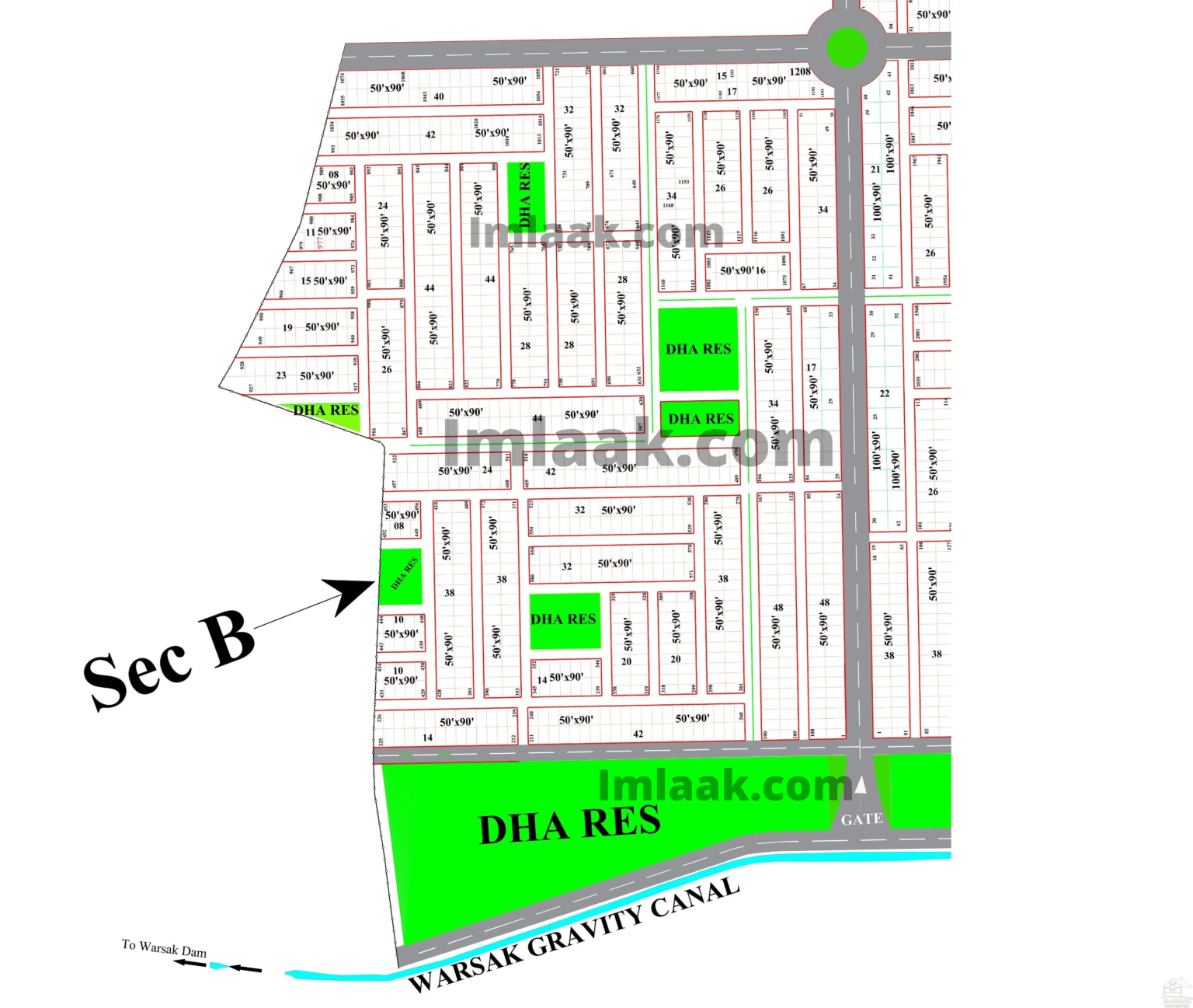 DHA Peshawar Map - DHA map sector A, B & C - Imlaak