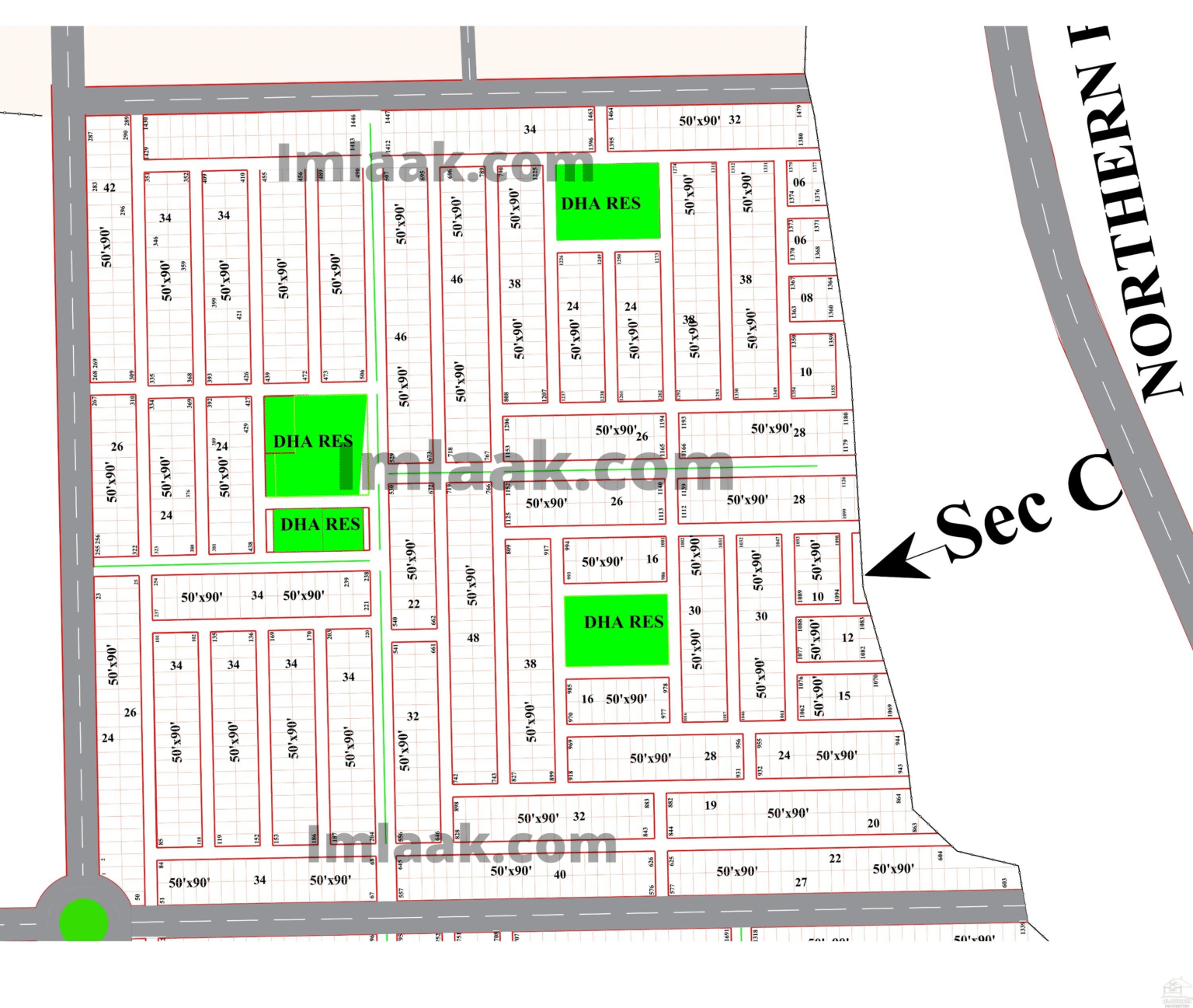 DHA Peshawar Map - DHA map sector A, B & C - Imlaak